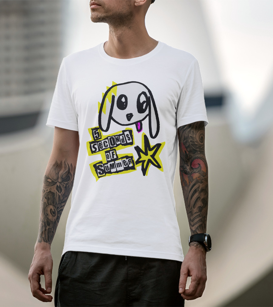 5 Seconds Of Summer Bunny Drawing With Star And Text T-Shirt
