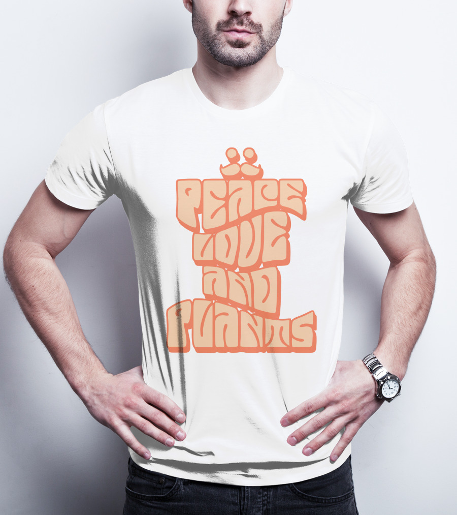 Mumbo Jumbo Merch Peace Love And Plants Groovy Typography T-Shirt