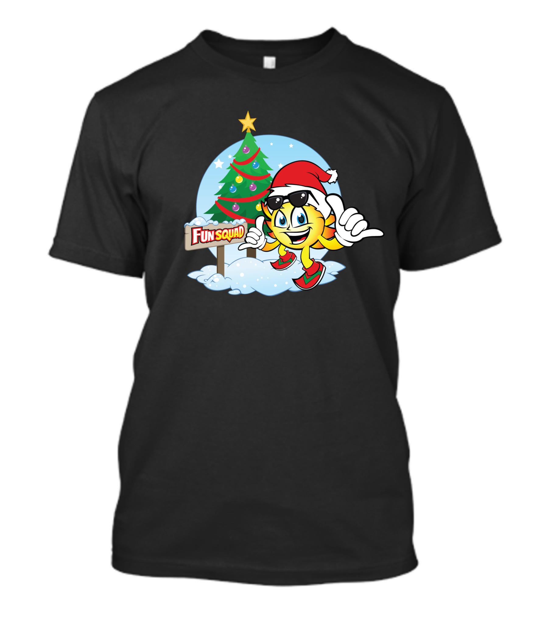 Fun Squad Christmas Sunny Boy Santa Hat And Tree T-Shirt