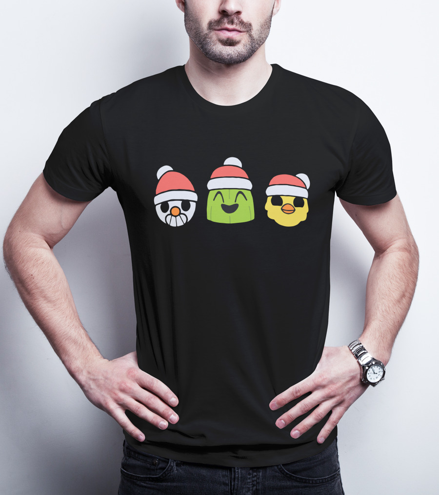Holy Trinity Winter Snowman Cactus Chick Santa Hats T-Shirt