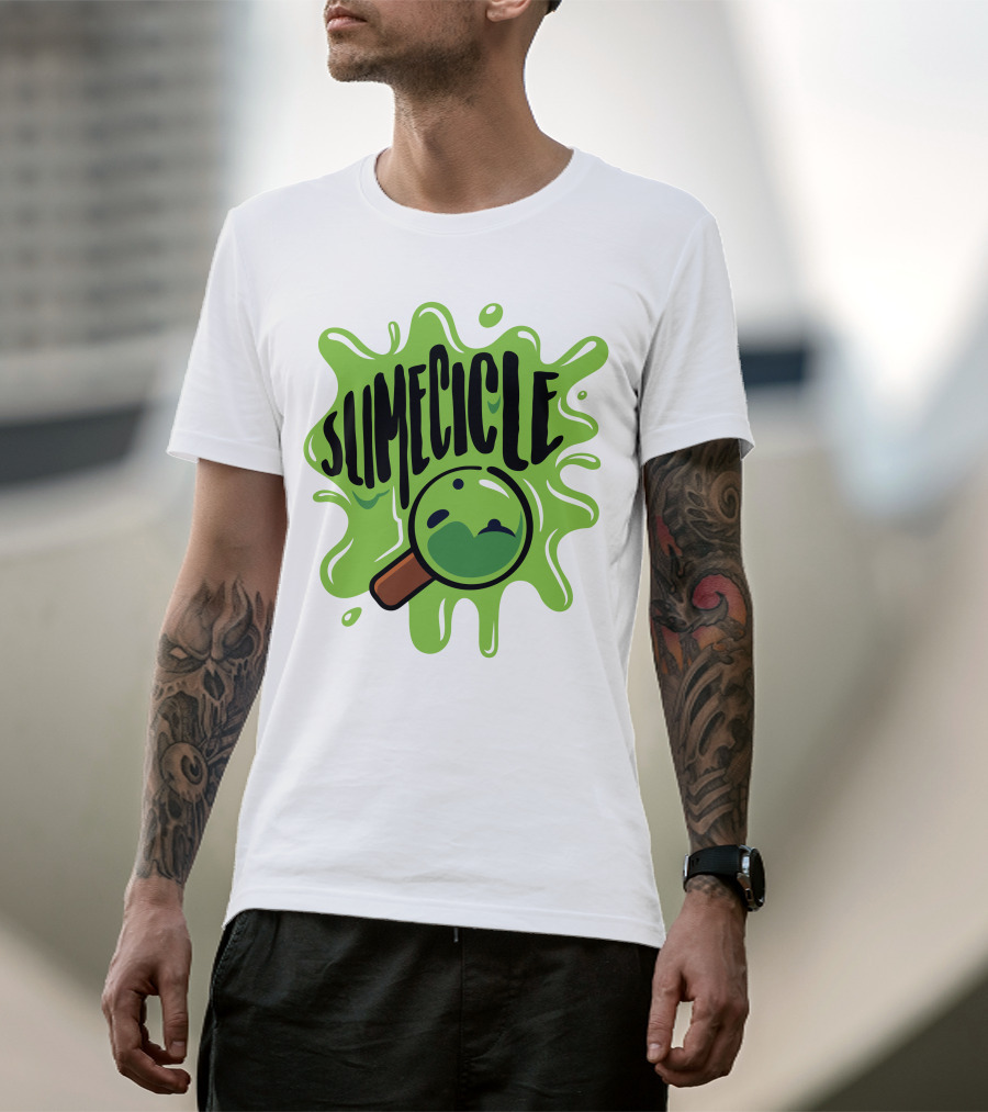 Slimecicle Green Splat Magnifying Glass T-Shirt
