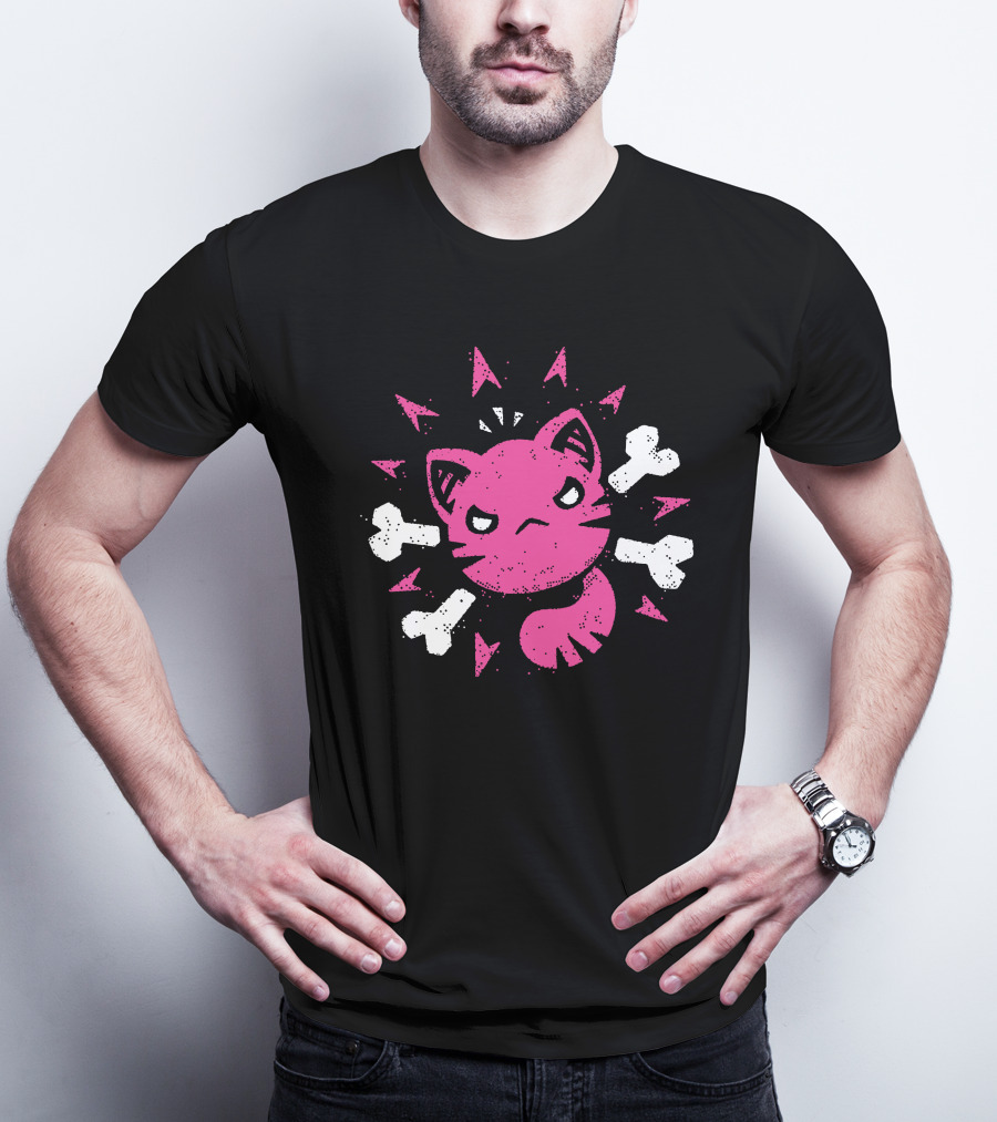 Slime Rancher Merch Ferocious Feral Pink Cat Tony Kuchar T-Shirt
