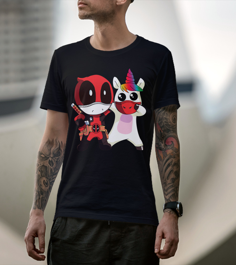 Deadpool Unicorn Rainbow Masked Duo Adventure T-Shirt