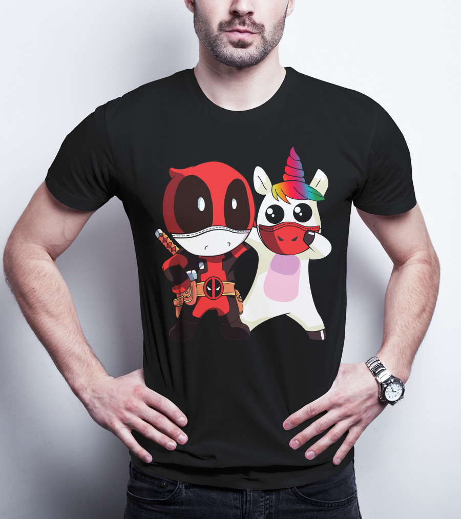 Deadpool Unicorn Rainbow Masked Duo Adventure T-Shirt