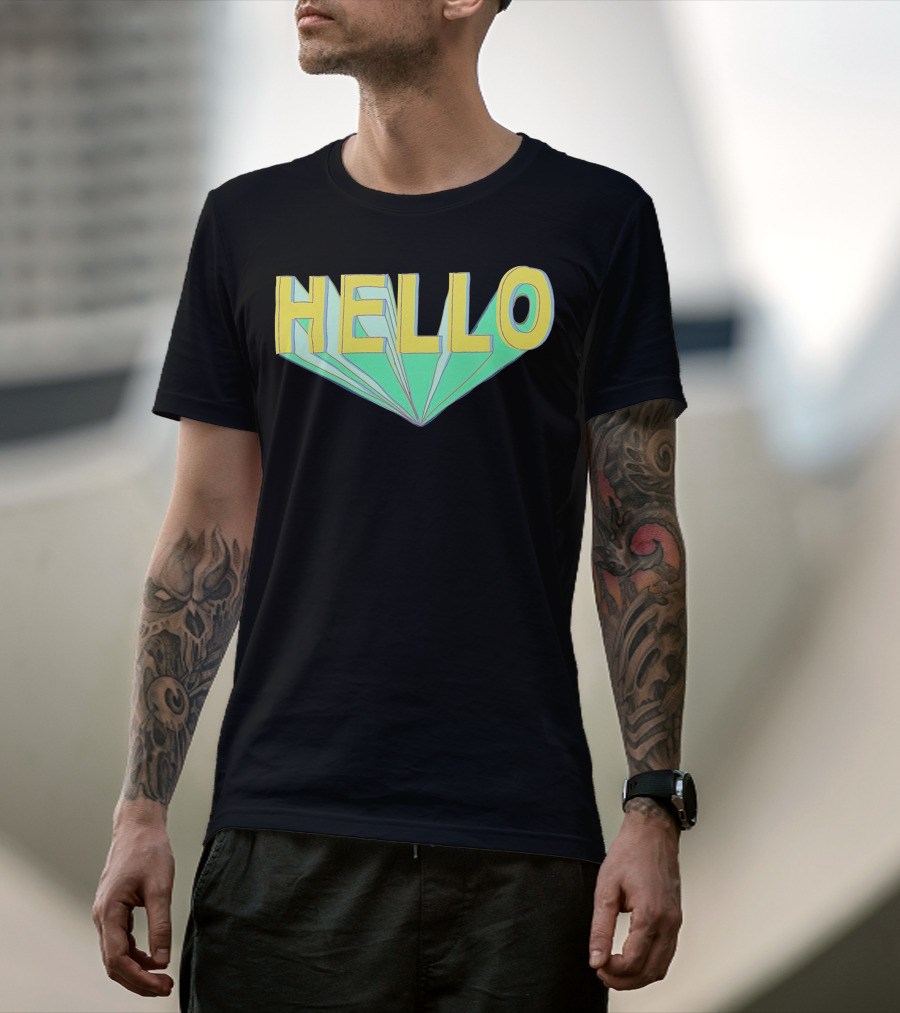 Shubble Hello Geometric 3D Text Merch T-Shirt