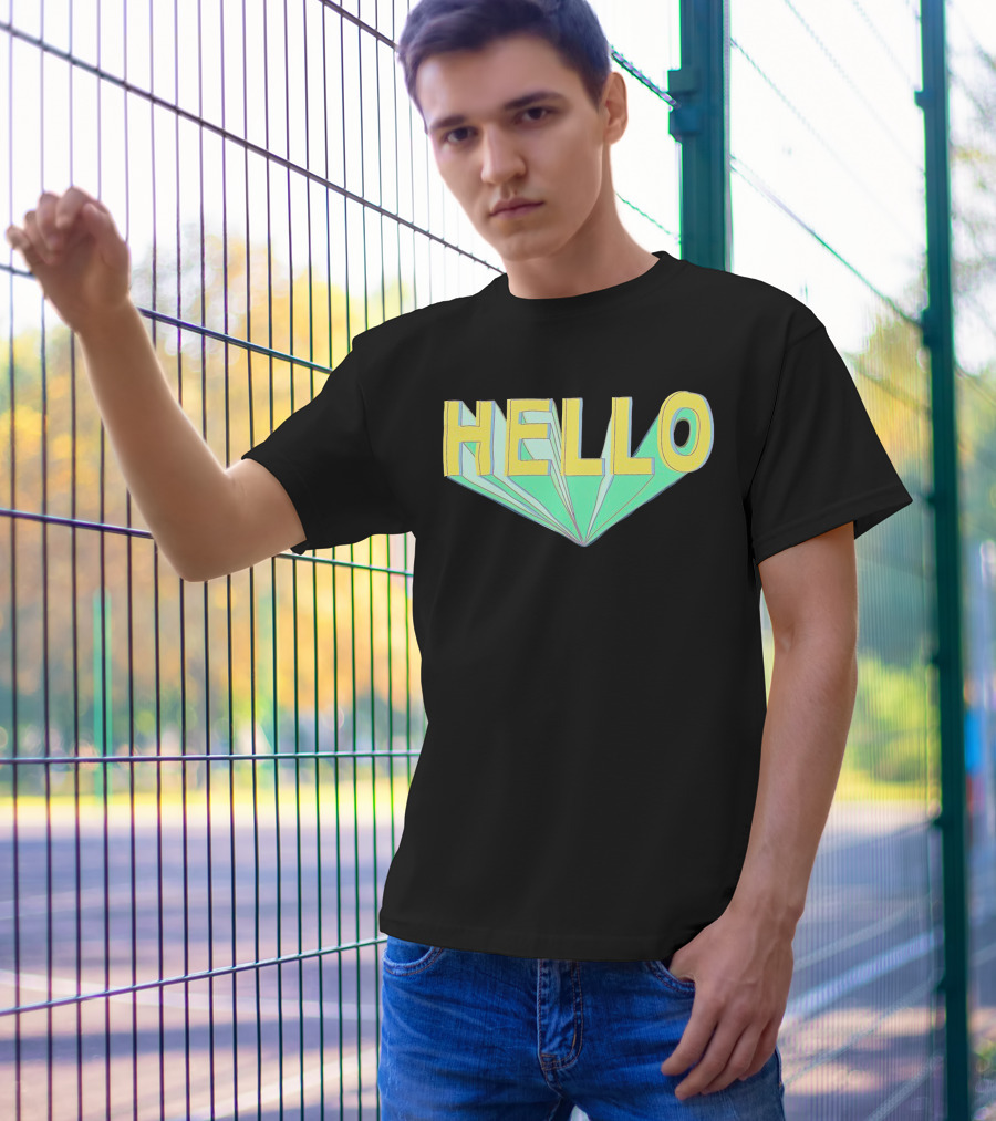 Shubble Hello Geometric 3D Text Merch T-Shirt
