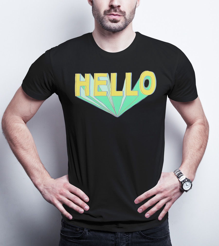 Shubble Hello Geometric 3D Text Merch T-Shirt