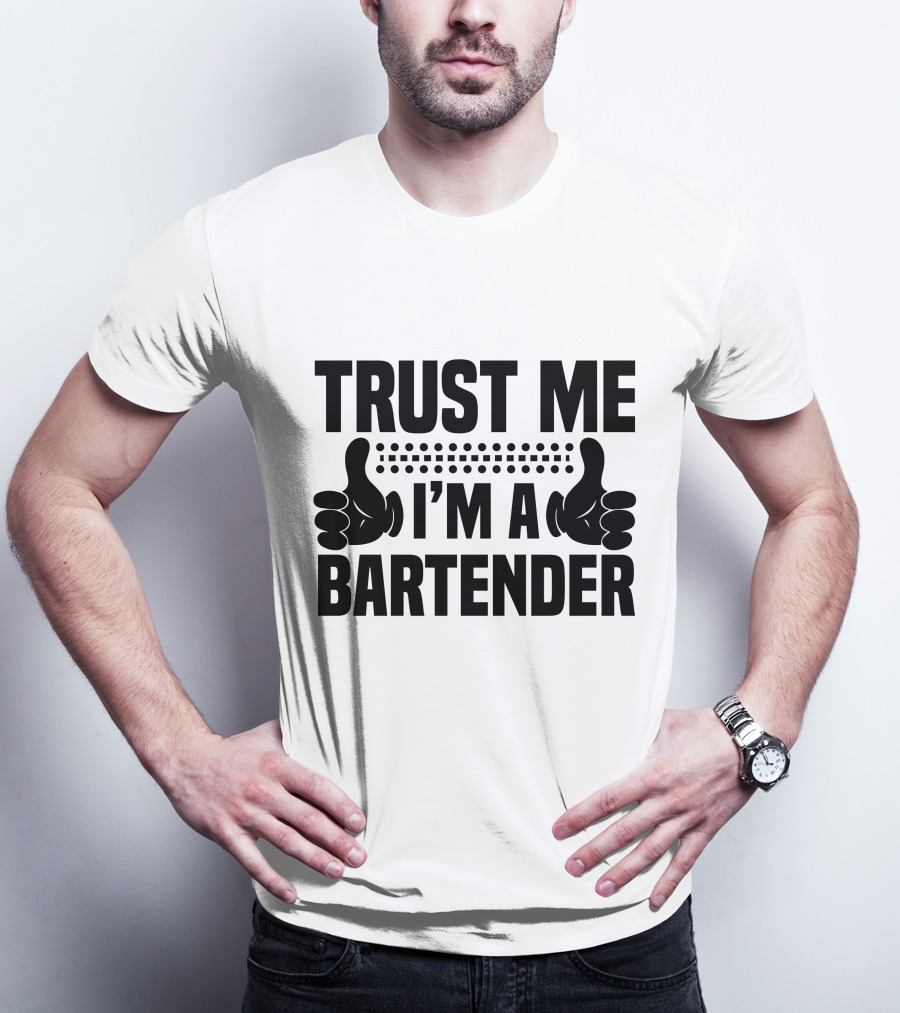 TRUST ME I'M A BARTENDER Thumbs Up Dotted Line T-Shirt