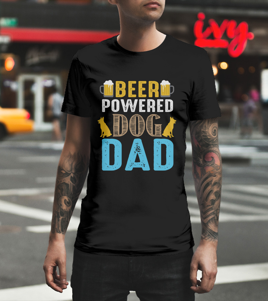 BEER Powered Dog Dad T-Shirt