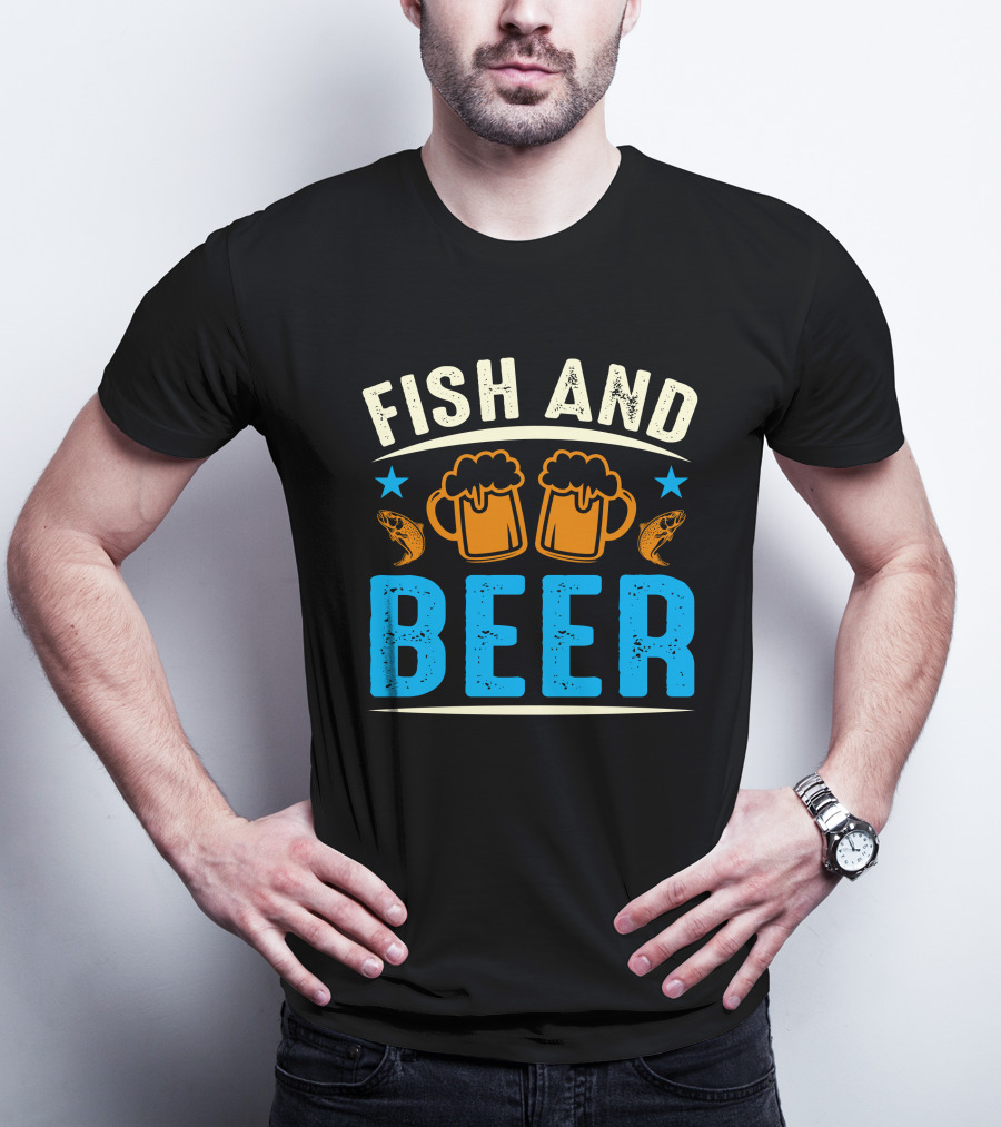 FISH AND BEER MUGS WITH FISH AND STARS T-Shirt