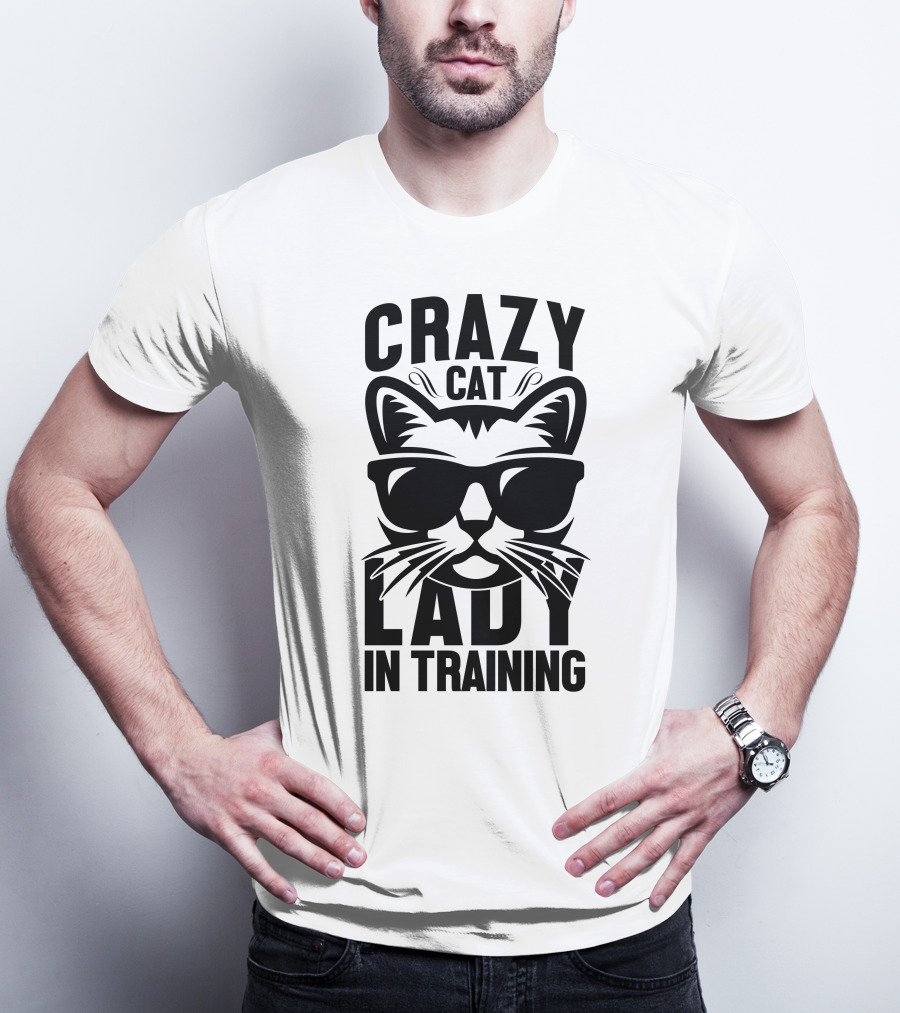 Crazy Cat Lady In Training With Sunglasses Cat Face T-Shirt