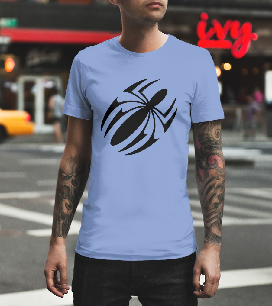 Scarlet Spider Iconic Symbol Blue Background T-Shirt