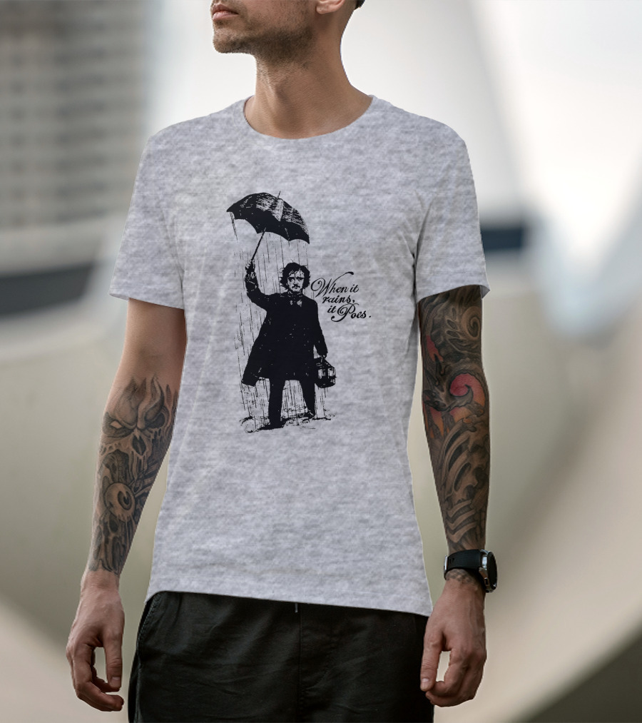 When It Rains It Poes Edgar Umbrella T-Shirt