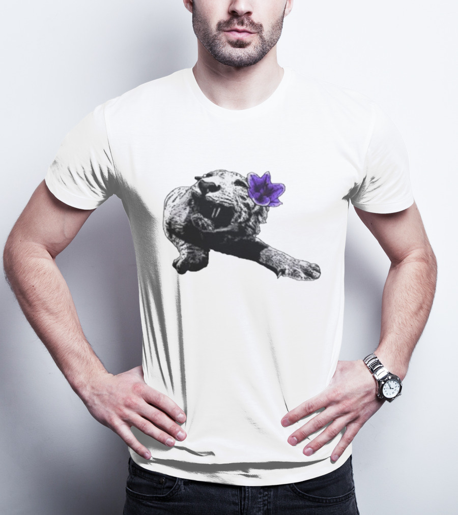Spirit Blossom Wolf With Purple Flower T-Shirt