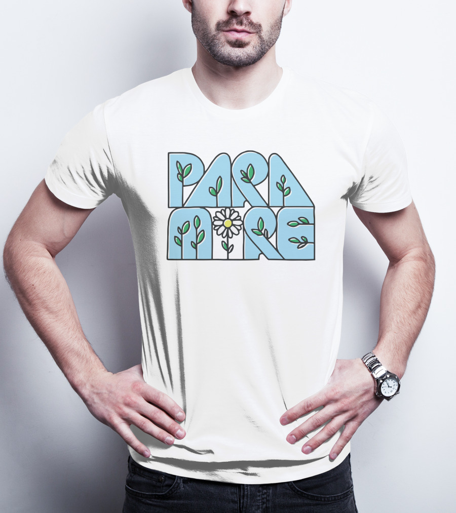 Paramore Flower Leaf Blue Text T-Shirt