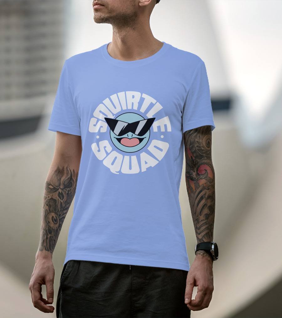 Squirtle Squad Sunglasses Icon Blue Background T-Shirt