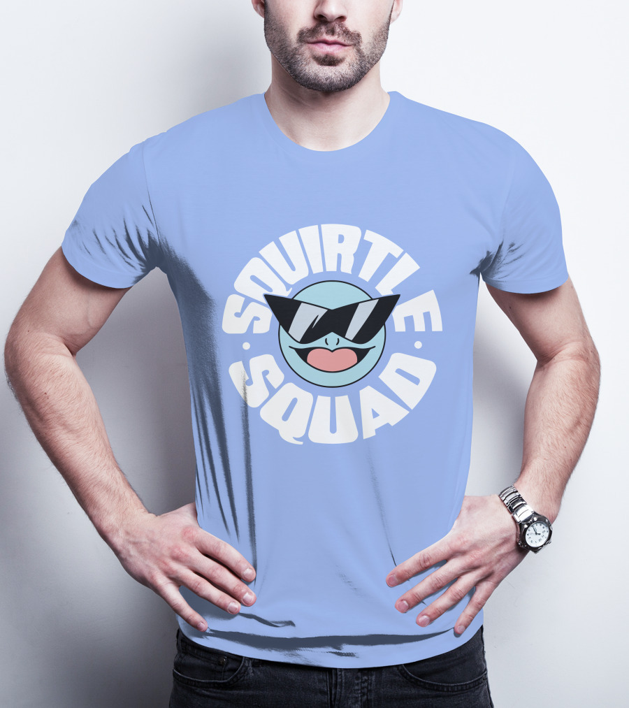 Squirtle Squad Sunglasses Icon Blue Background T-Shirt