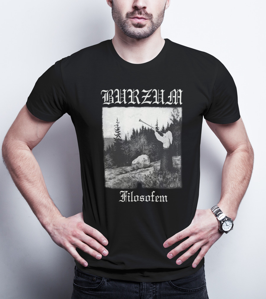 Burzum Filosofem Forest Scene With Figure Playing Horn T-Shirt