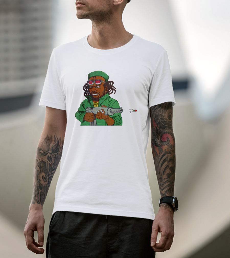 Earl Swea Merch Sick Character With Gun And Dreadlocks In Green T-Shirt