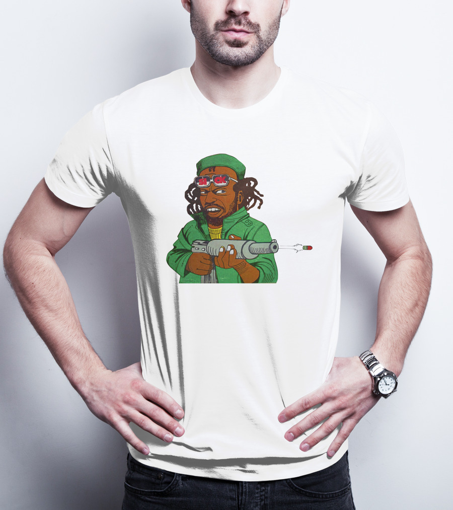 Earl Swea Merch Sick Character With Gun And Dreadlocks In Green T-Shirt