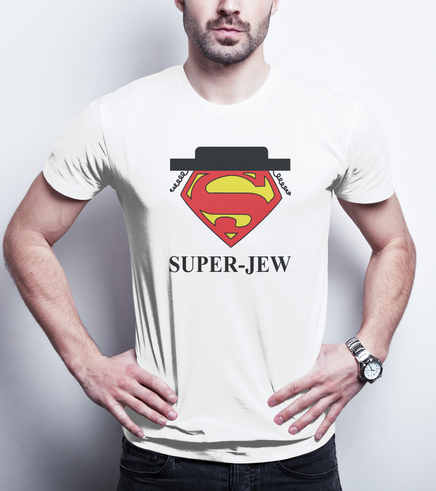 Super-Jew Superman Logo Black Hat Peyos Mixture T-Shirt