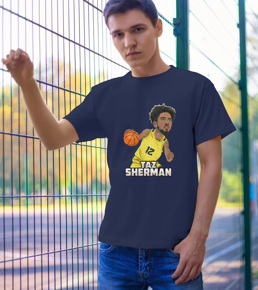 Taz Sherman Basketball Illustration 12 Lakers Jersey Players Trunk Collaboration T-Shirt