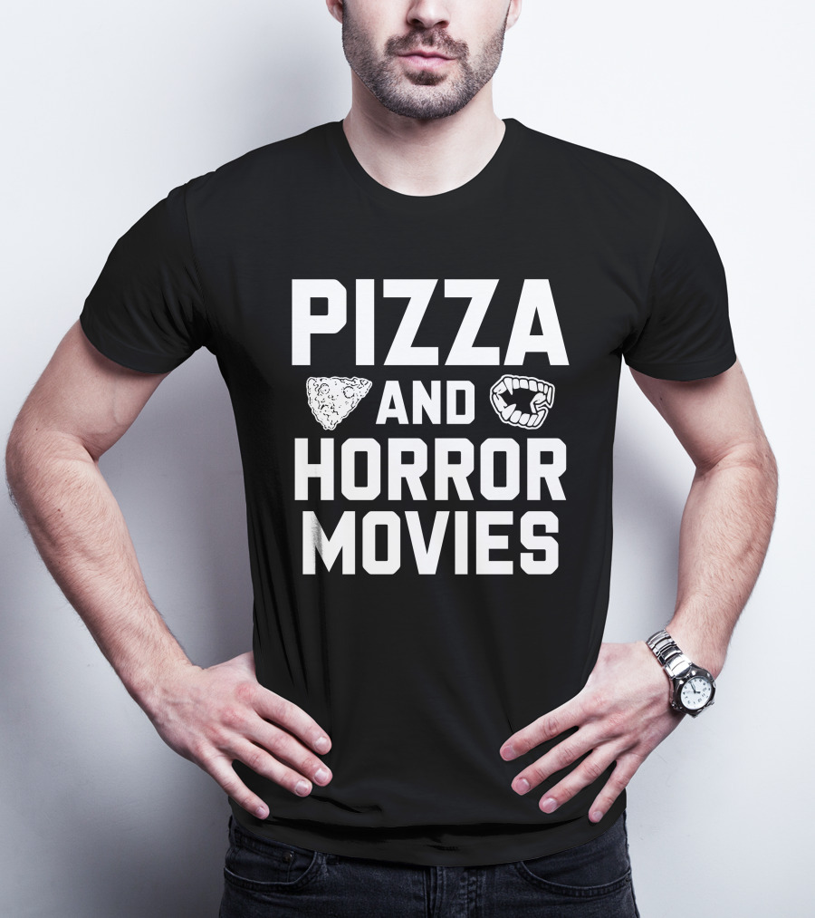 Pizza And Horror Movies Fang Icon Horror Merch T-Shirt
