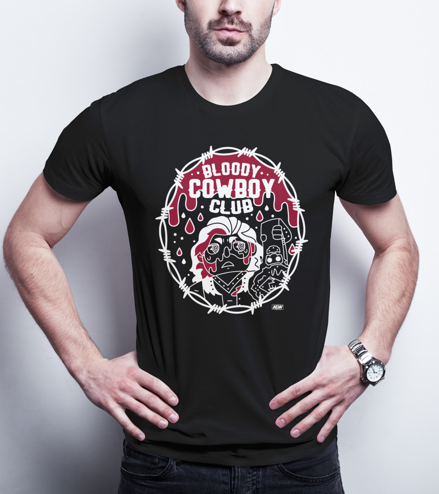 All Elite Wrestling Hangman Adam Page Bloody Cowboy Club AEW Merchandise T-Shirt