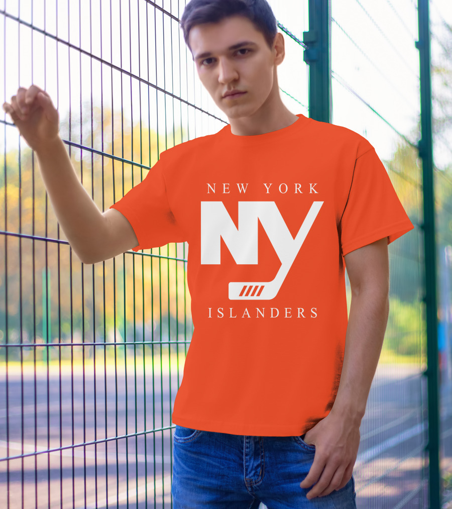 New York Islanders NY Hockey Text Stamp T-Shirt