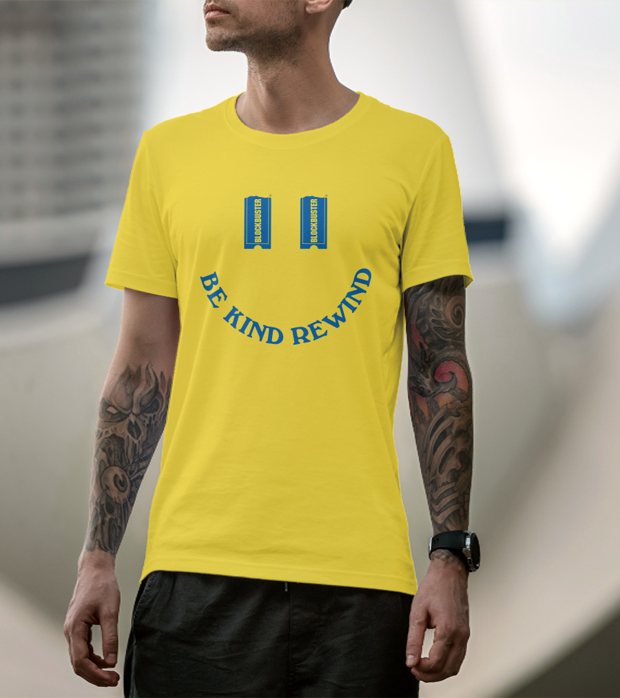 Blockbuster Be Kind Rewind Smiley Face Concept T-Shirt