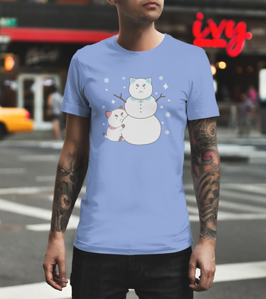 Bee And Puppycat Cute Snowman Scene T-Shirt