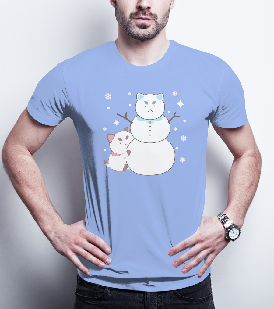 Bee And Puppycat Cute Snowman Scene T-Shirt