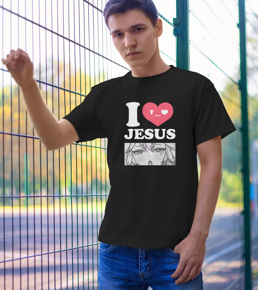 Vshojo I Love Jesus Heart Anime Face UwU Expression T-Shirt