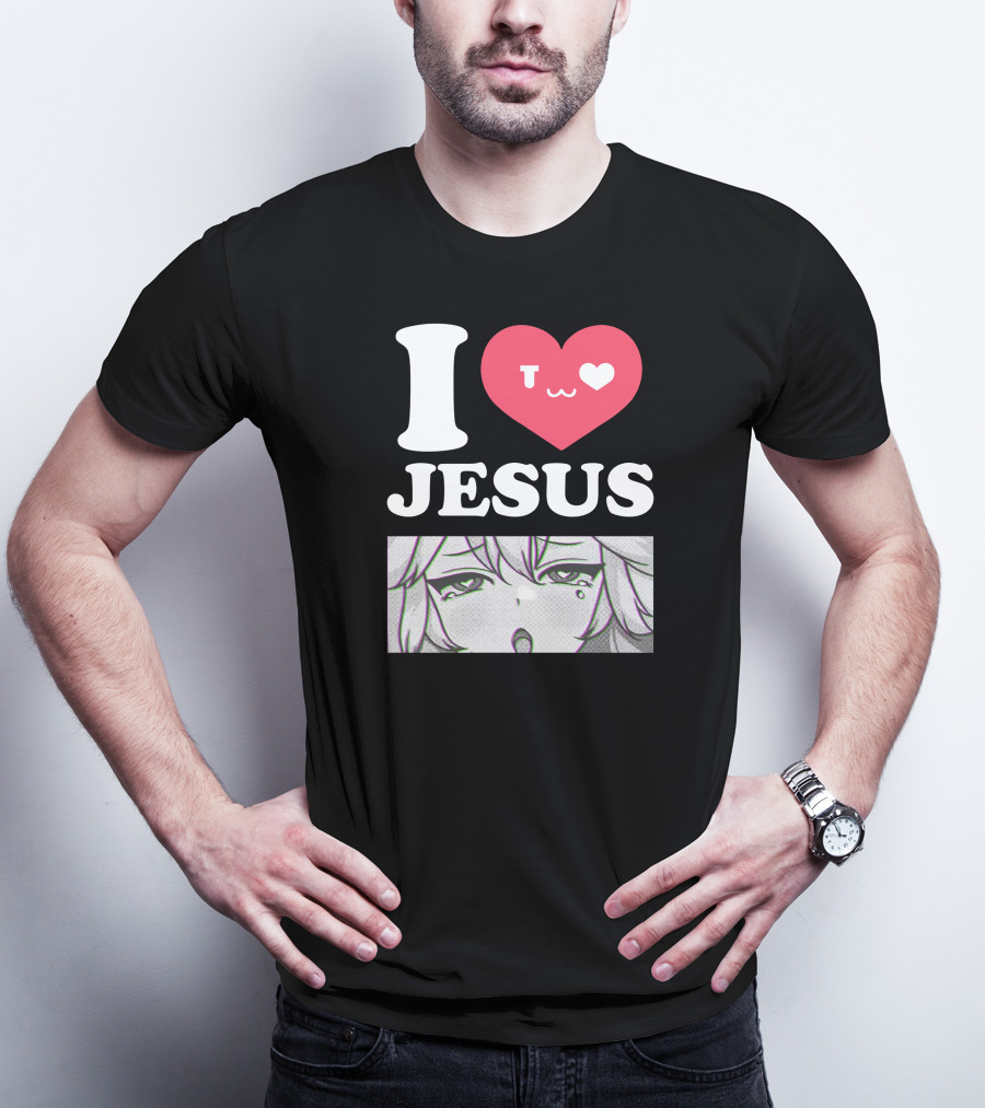 Vshojo I Love Jesus Heart Anime Face UwU Expression T-Shirt