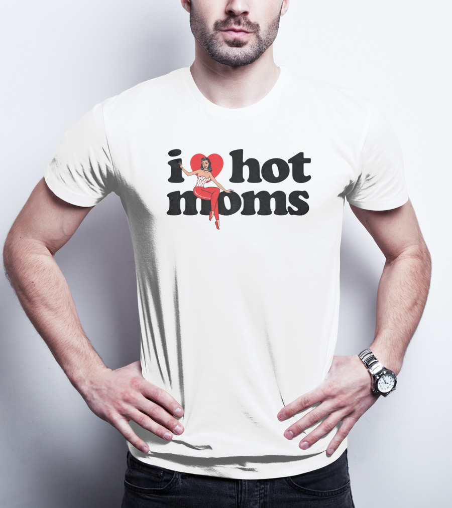 Danny Duncan I Heart Hot Moms Retro Style White T-Shirt