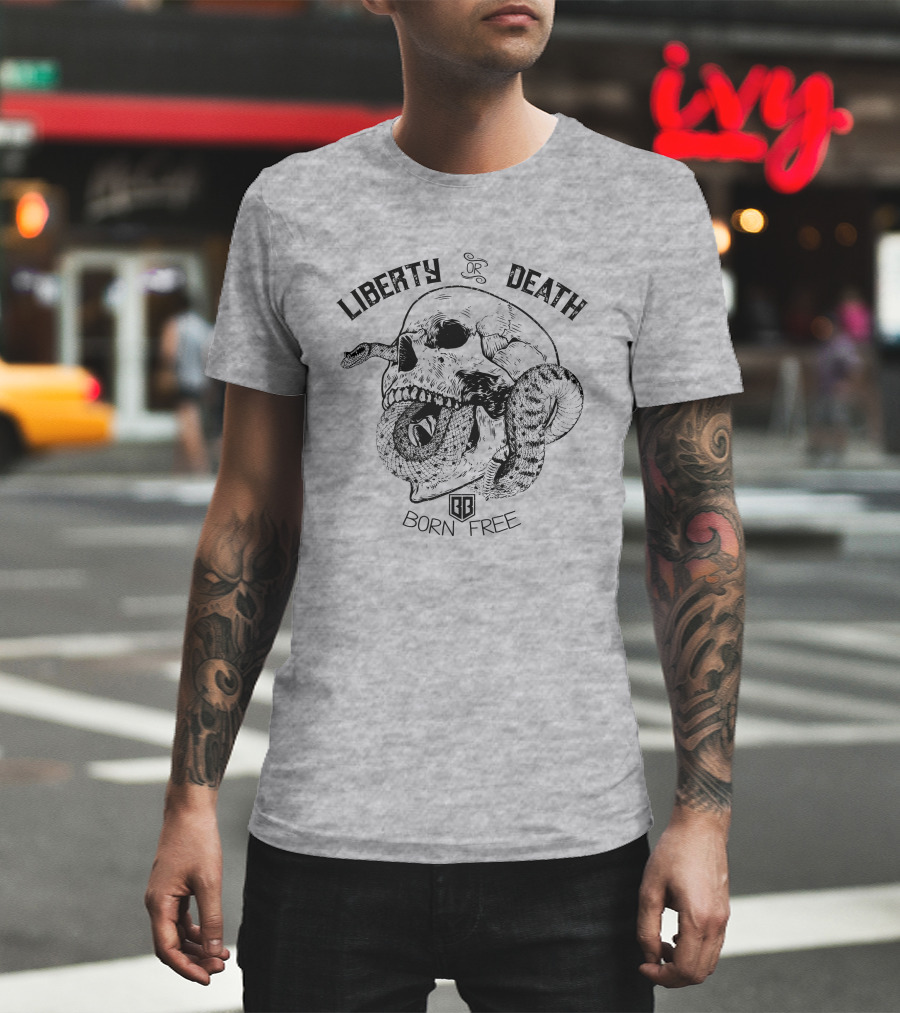 Liberty Or Death Born Free Skull And Snake Bunker Branding 2.0 T-Shirt