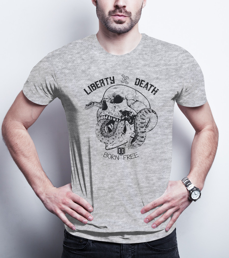 Liberty Or Death Born Free Skull And Snake Bunker Branding 2.0 T-Shirt