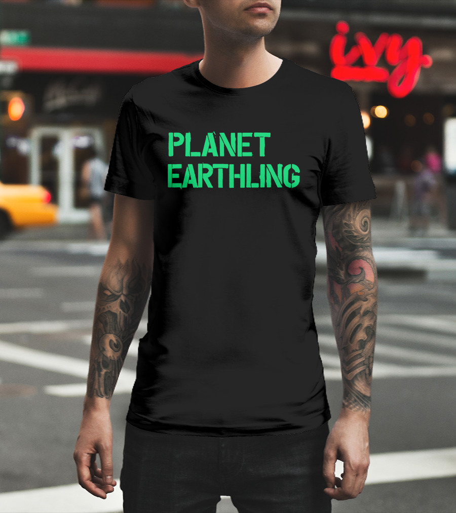 Punkmasters Planet Earthling Bold Green Text T-Shirt