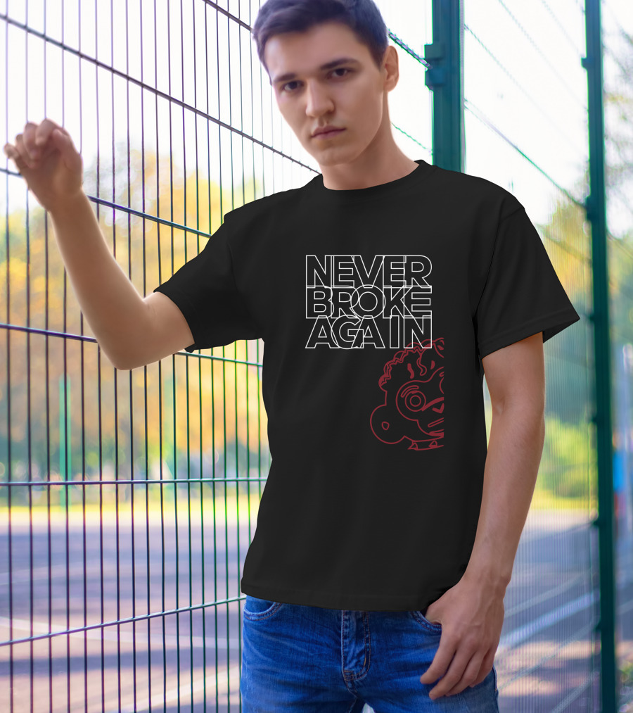 Never Broke Again Overlap Cartoon T-Shirt