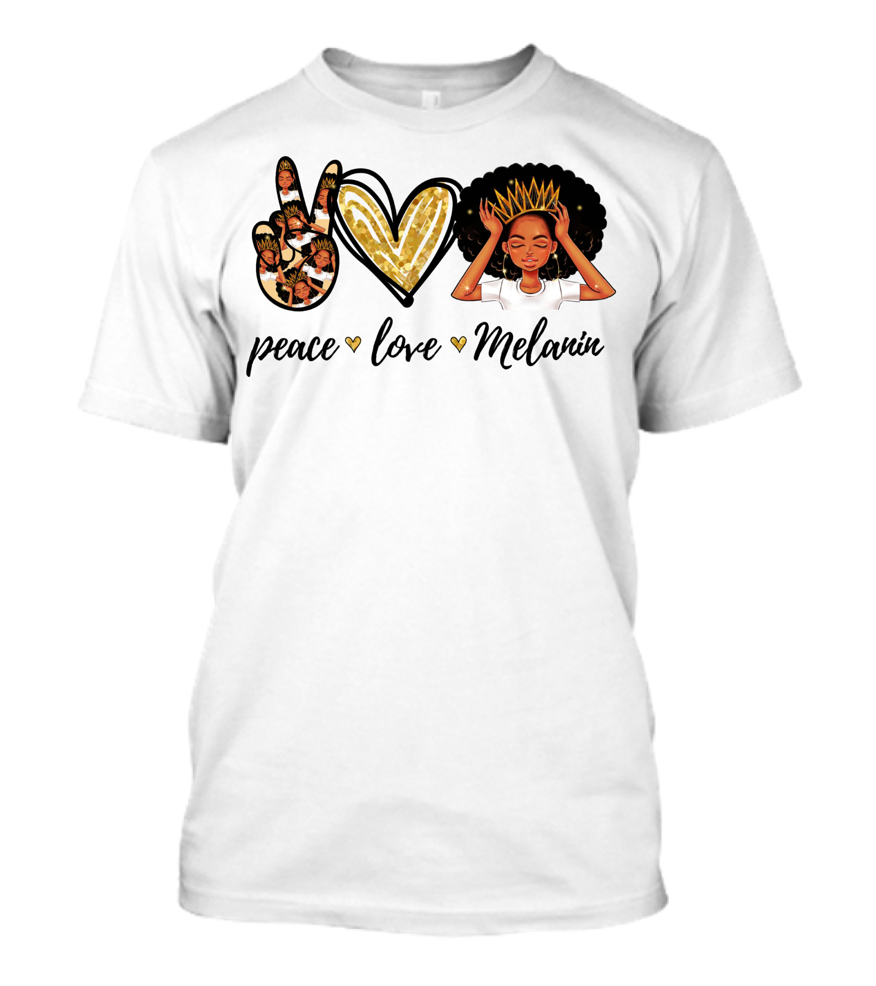 Peace Love Melanin Black Lives Matter Human Rights Equality Empowerment Icons T-Shirt