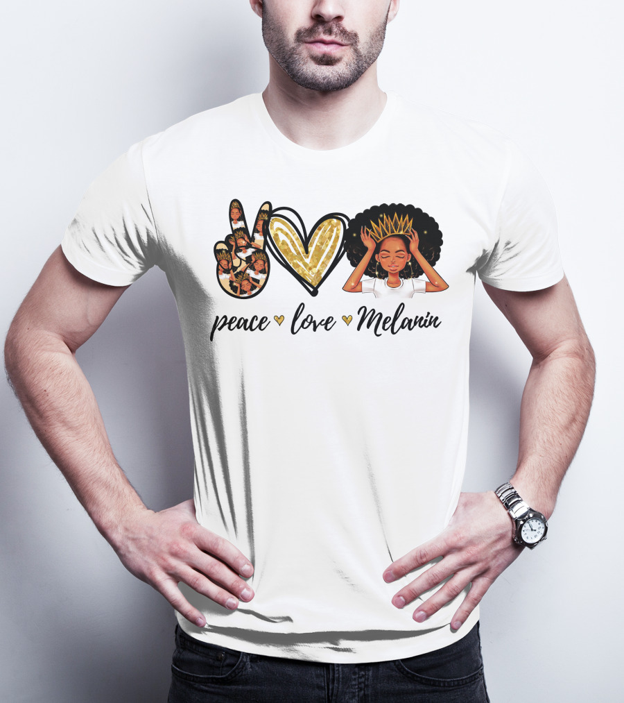 Peace Love Melanin Black Lives Matter Human Rights Equality Empowerment Icons T-Shirt