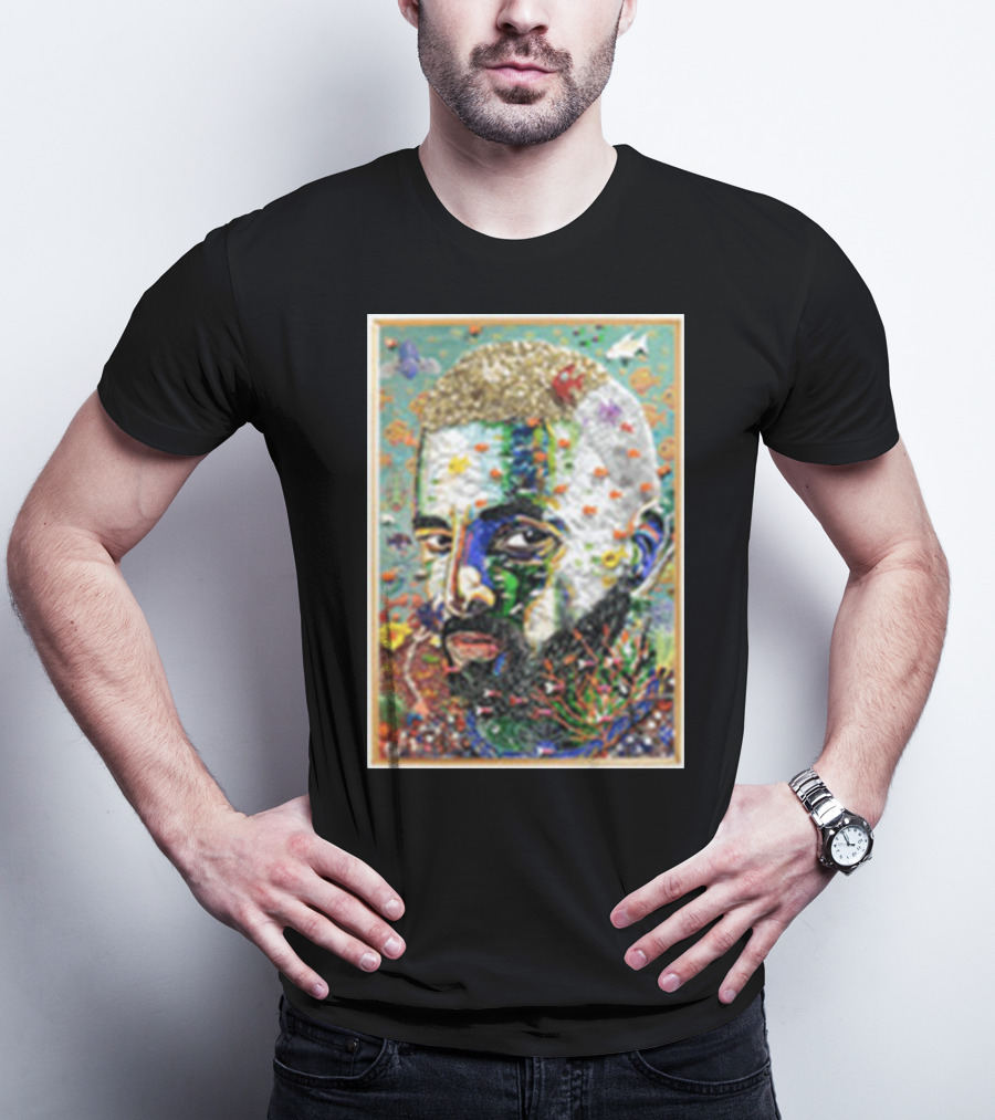 Maluma Merch Colorful Portrait With Nature And Butterfly Elements T-Shirt