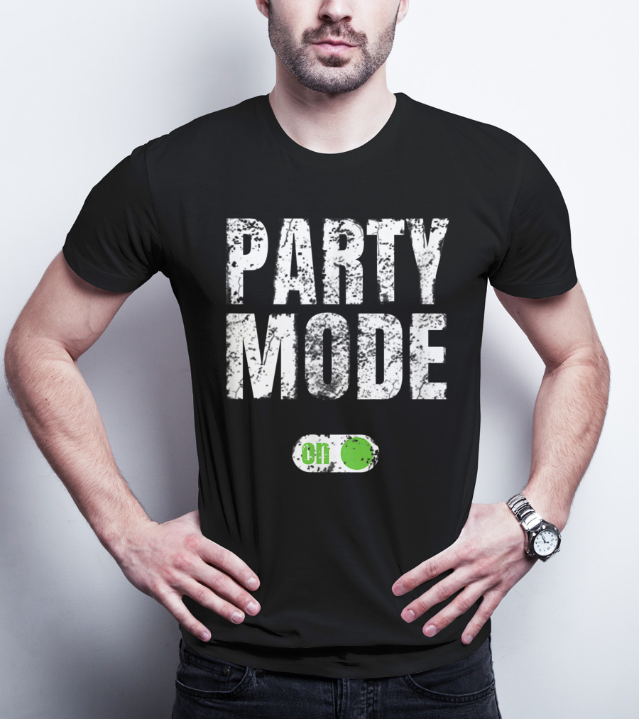 Party Mode On Off Sequin Switch Green Button T-Shirt