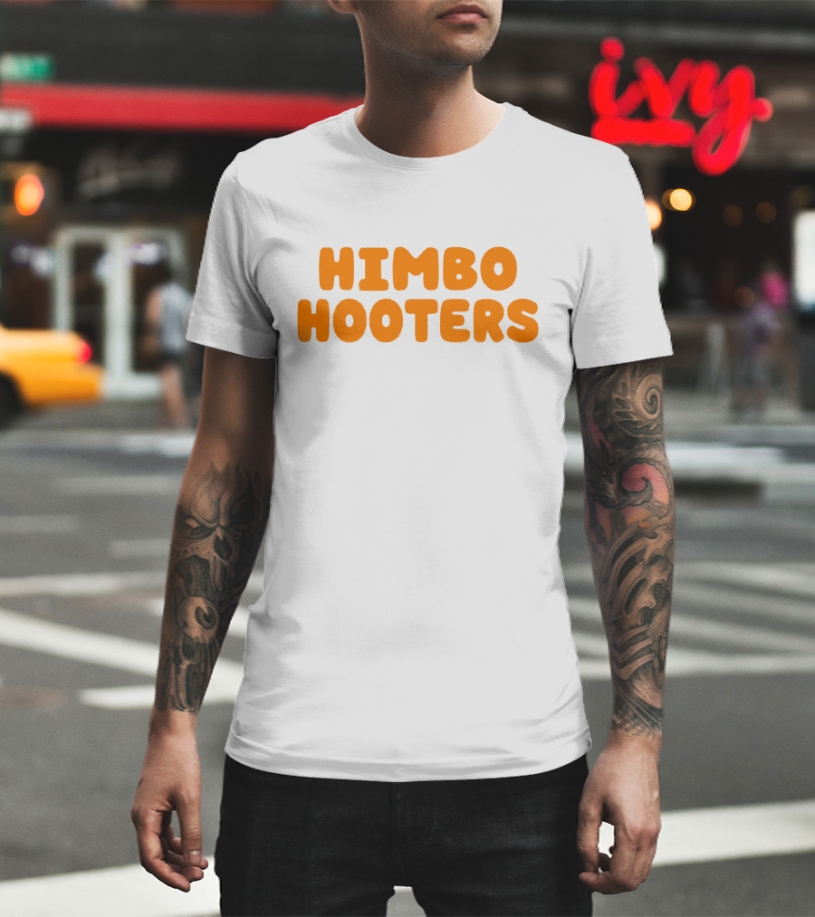 Himbo Hooters Bold Orange Retro-Inspired Text T-Shirt