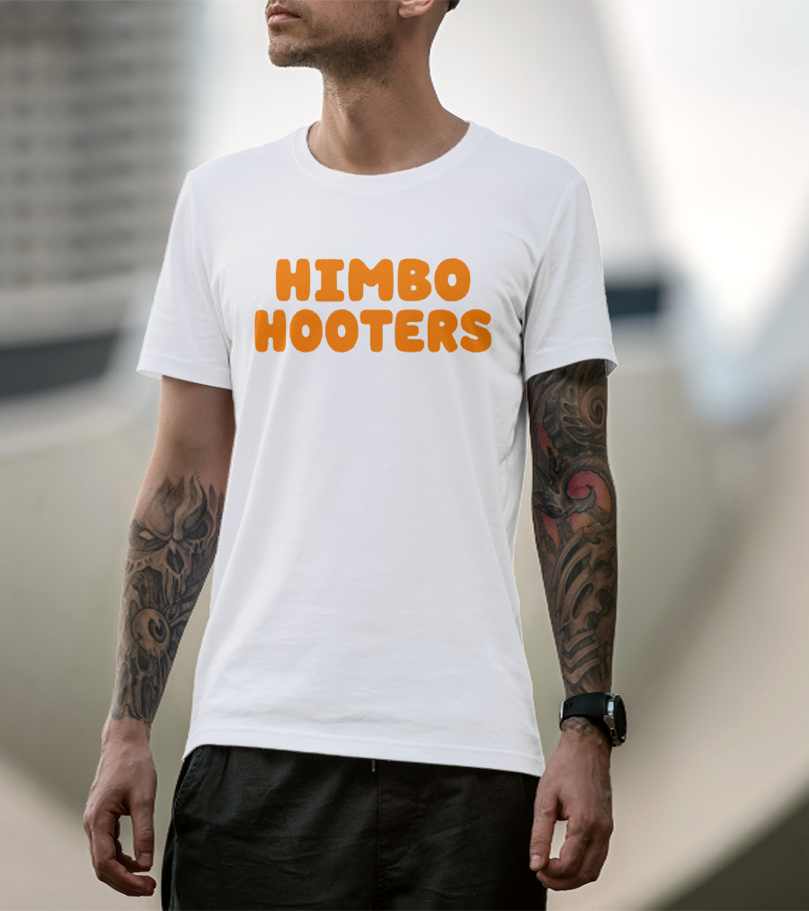 Himbo Hooters Bold Orange Retro-Inspired Text T-Shirt