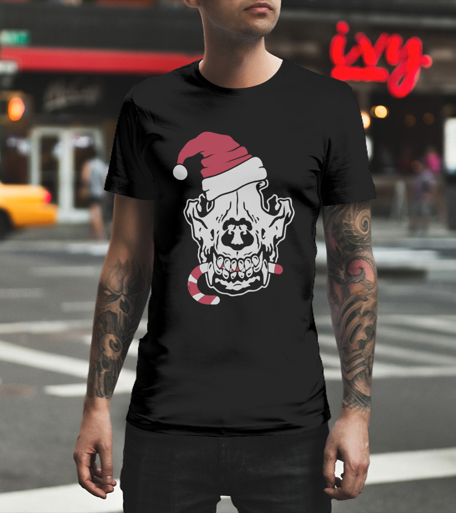 Streetspeed717 Skull Santa Candy Cane Holiday T-Shirt