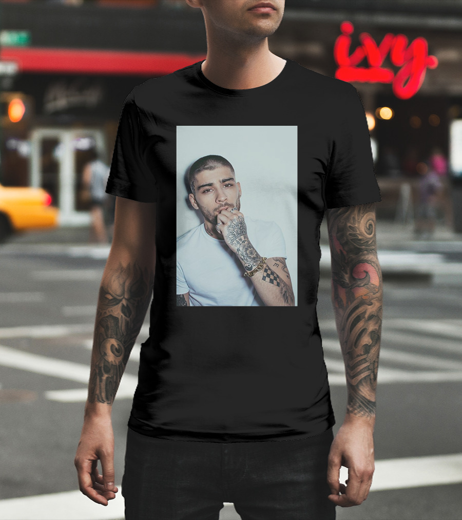 Zayn Malik Tattoo Style White Tee Casual Look T-Shirt
