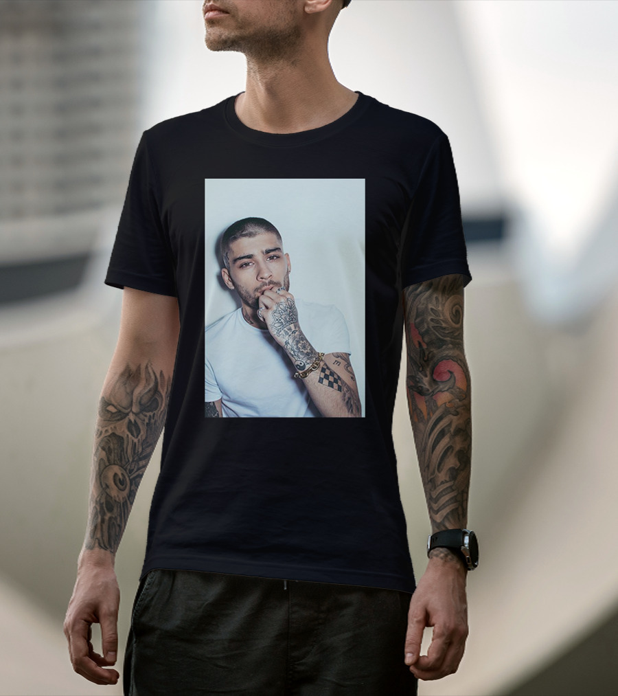 Zayn Malik Tattoo Style White Tee Casual Look T-Shirt
