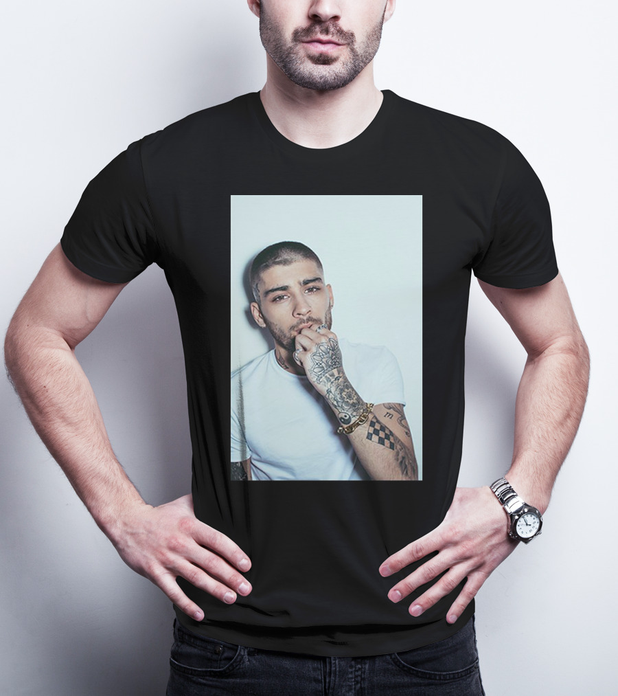 Zayn Malik Tattoo Style White Tee Casual Look T-Shirt