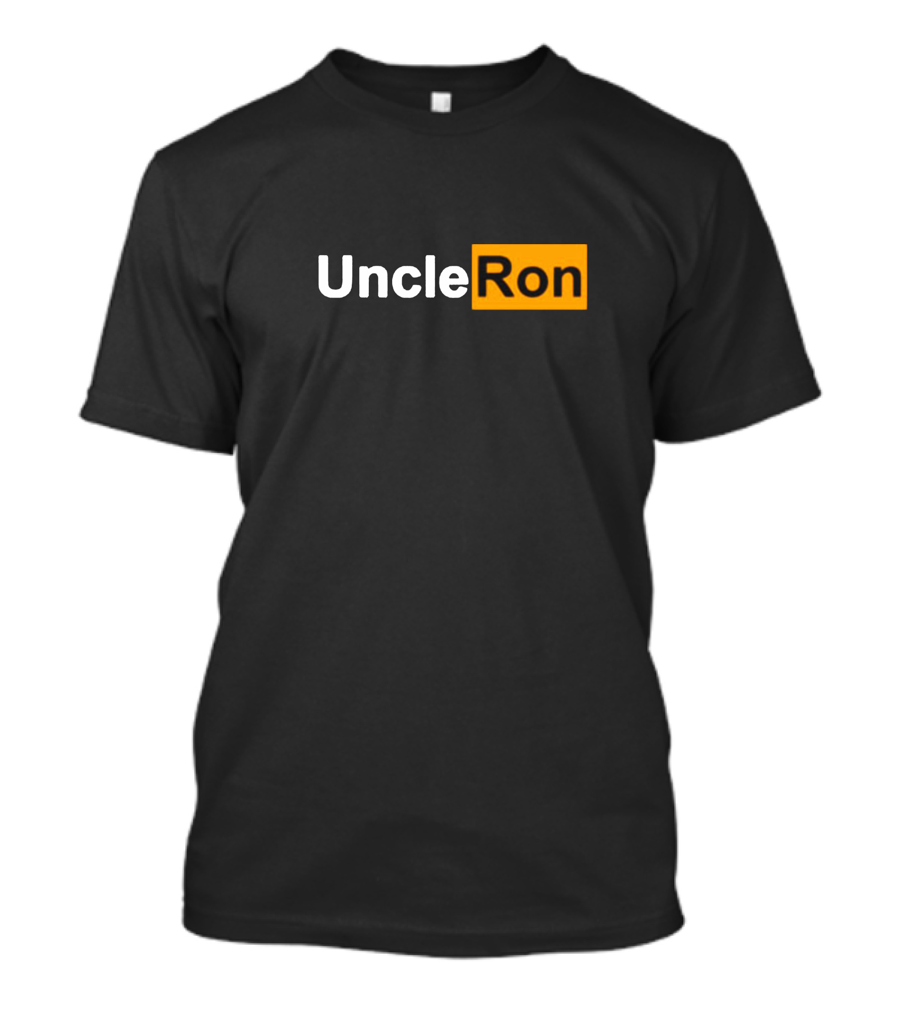 Uncle Ron Black And Orange Text Block T-Shirt